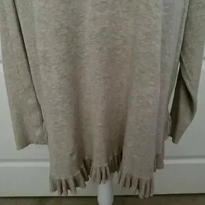 Joseph A | Sweaters | Joseph A Beige Cowl Neck Sweater Xl Ruffled Hem ...